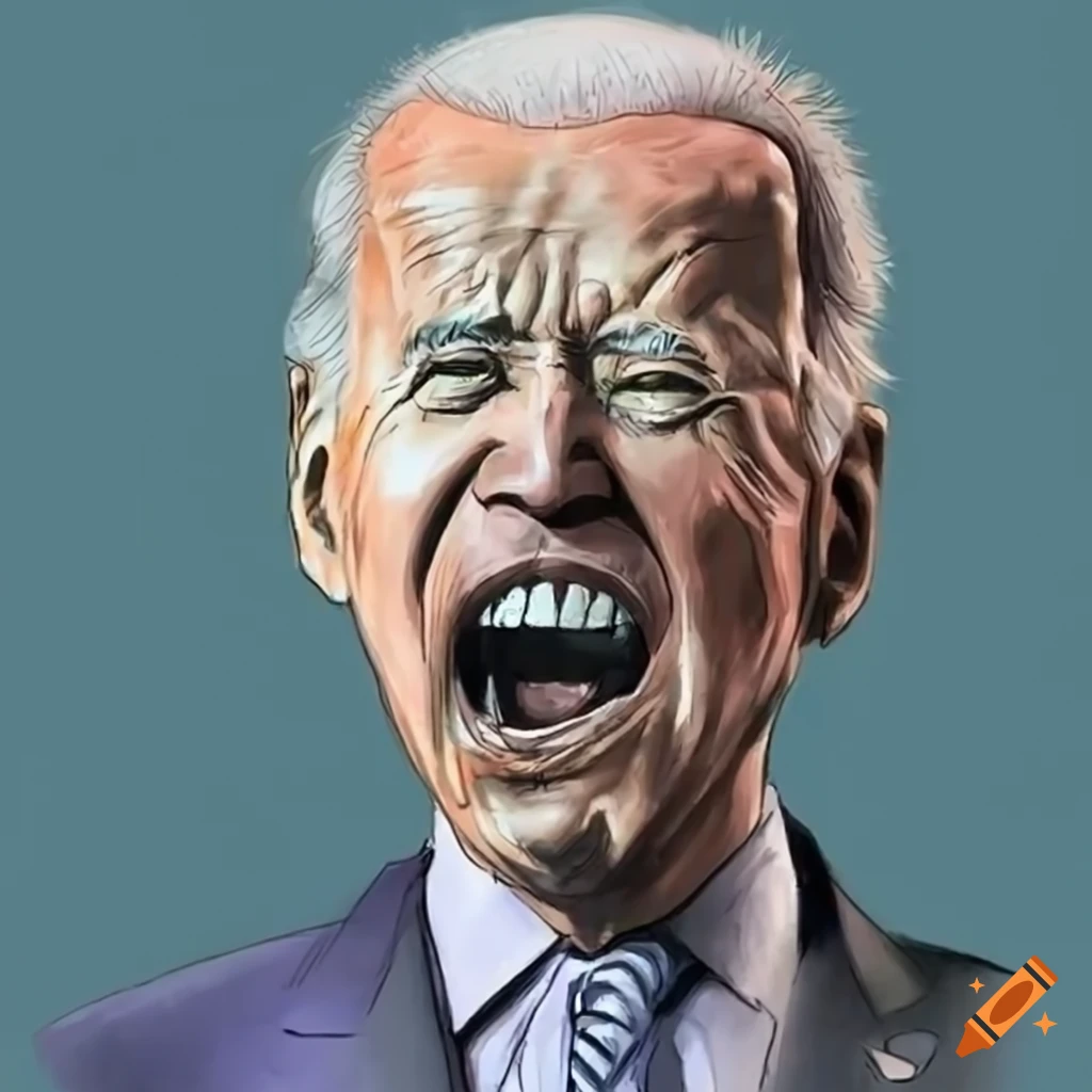 Cartoon illustration of joe biden yawning on Craiyon
