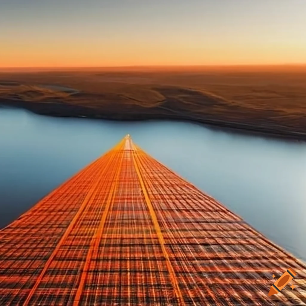 Christo's solar farm installation on a lake on Craiyon