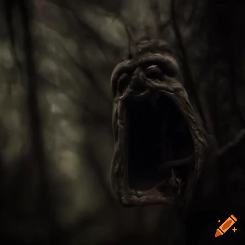 Grungy image of a supernatural monster in the dark forest on Craiyon