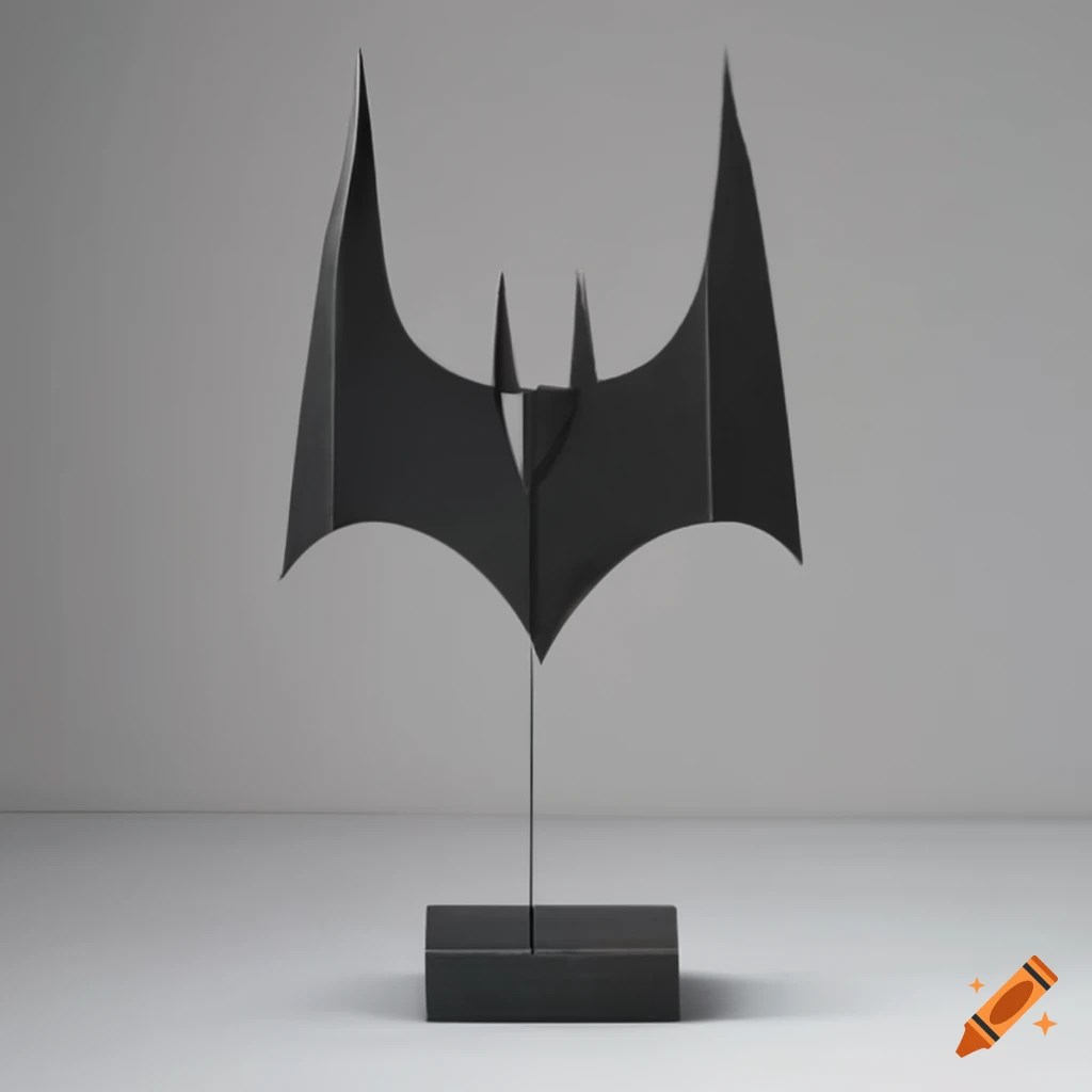 Minimalist metal sculpture of batman on Craiyon
