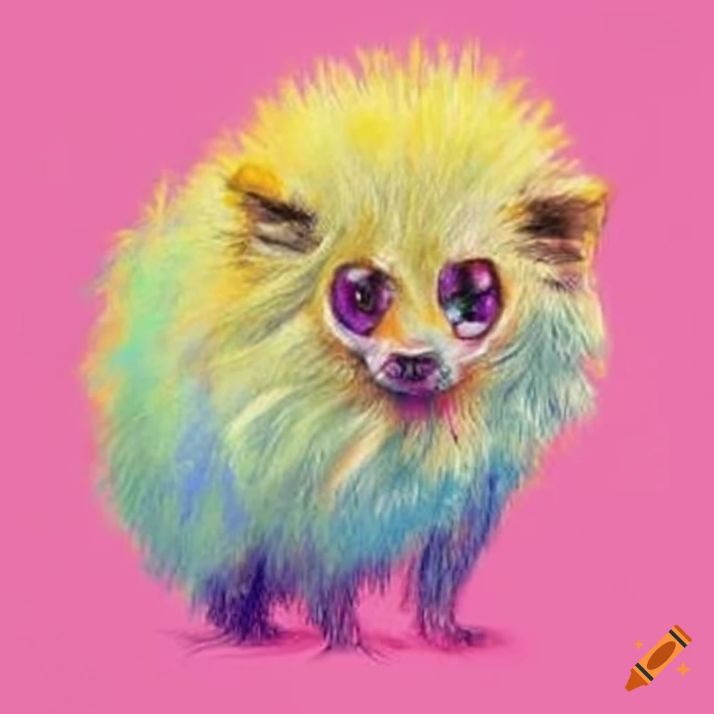 Pastel drawing of a furball by children on Craiyon