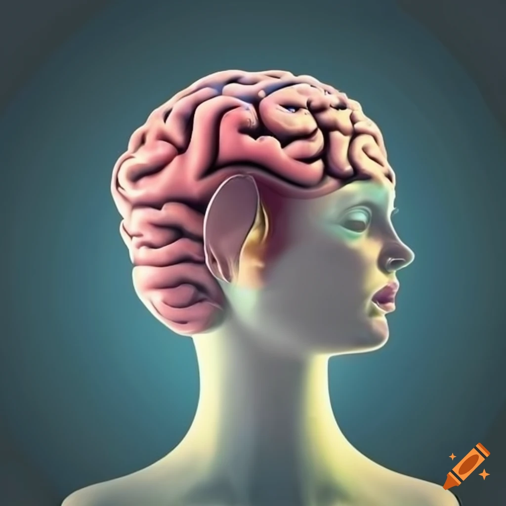 Modern Illustration Of A Brain In A Head On Craiyon