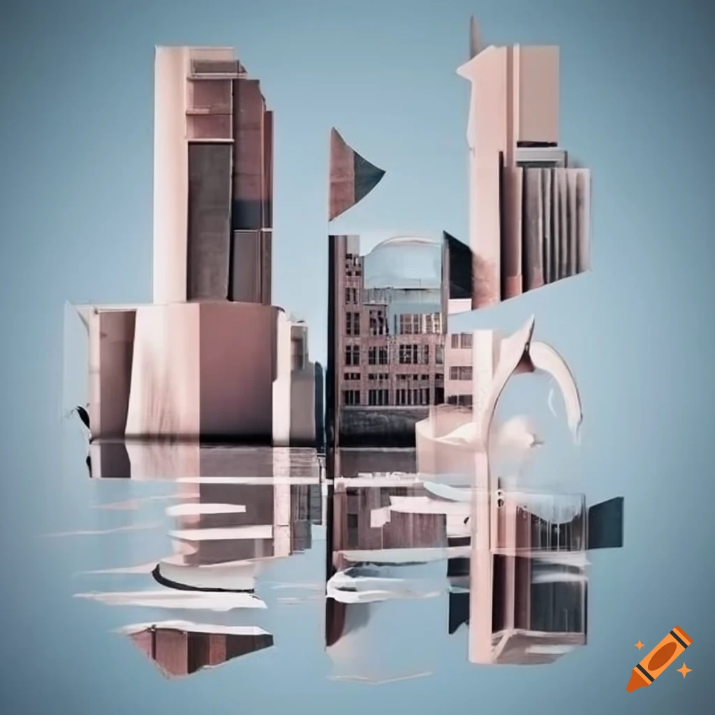 melting figures and buildings artwork on Craiyon