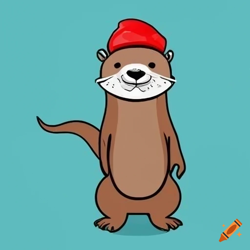 Cartoon otter with stocking cap and untied sneakers on Craiyon