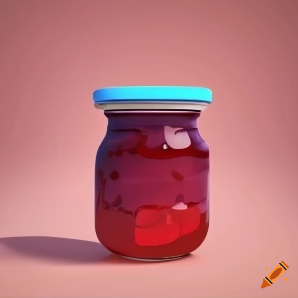Colorful jam jar in pixar style