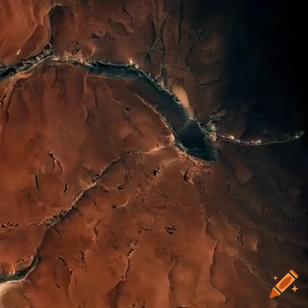 Satellite view of a desert on Craiyon