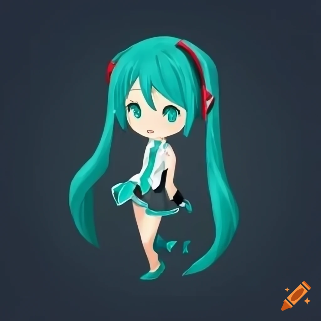 Isometric illustration of miku hatsune on Craiyon