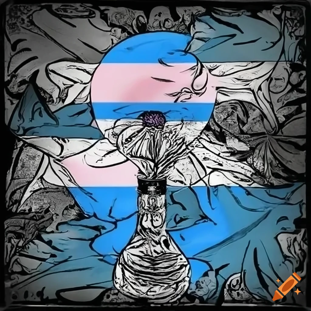 Colorful bong with transgender flag design on Craiyon