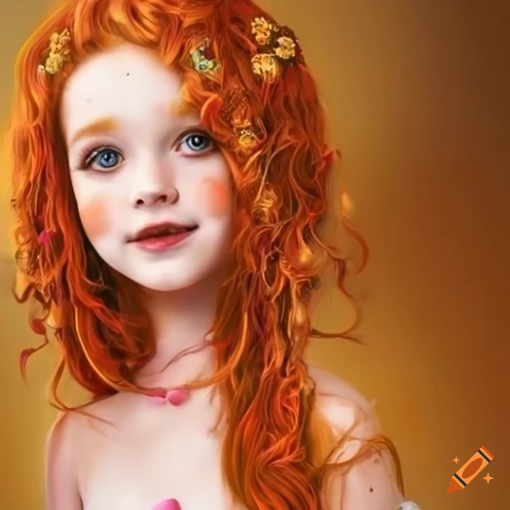 Illustration of cute ginger-haired dressed girls on Craiyon