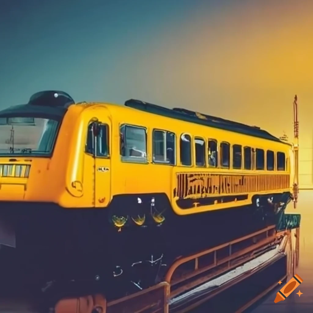 Solar powered vintage yellow taxi train
