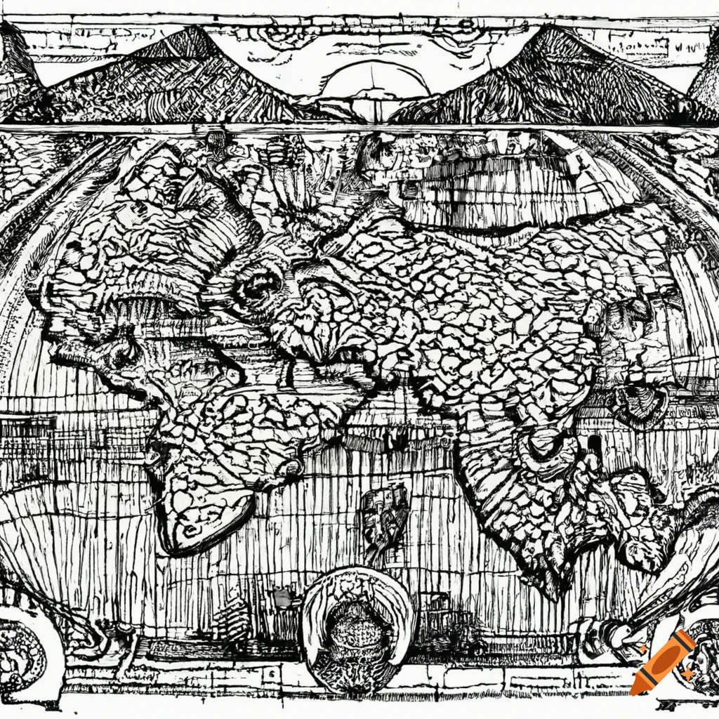 Detailed pen and ink illustration of a world heritage site on Craiyon
