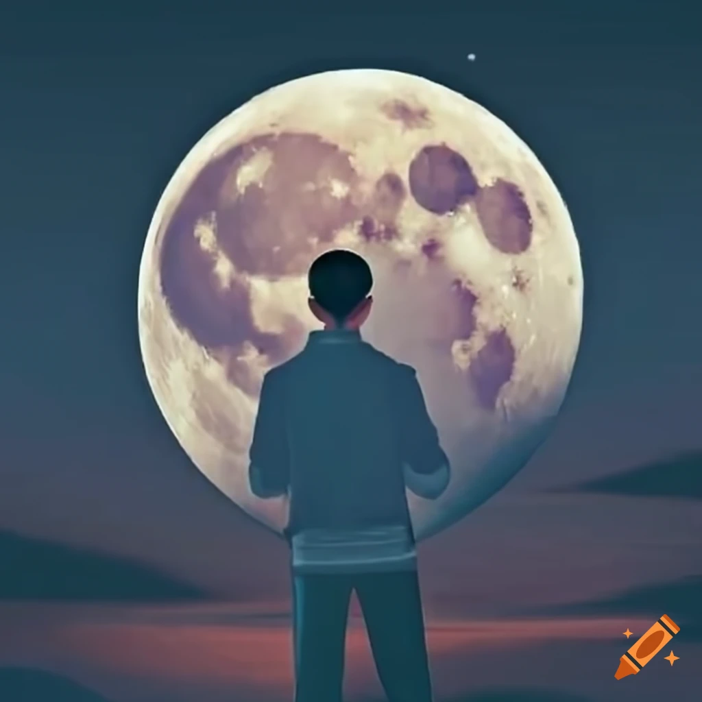 Young man over the moon on Craiyon