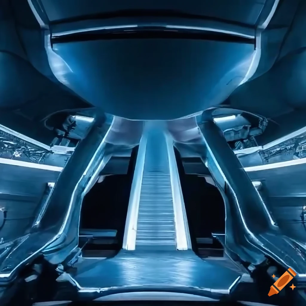 Unique staircase in a futuristic spaceship on Craiyon