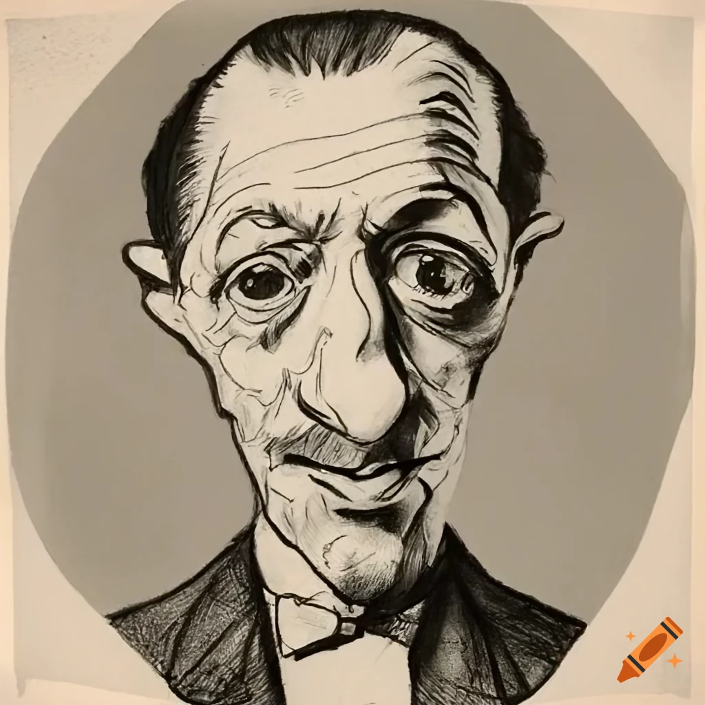 Caricature drawing of a confident man from the 1920s on Craiyon