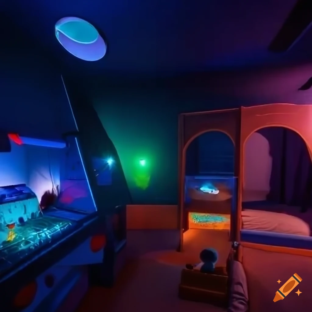 1990s alien themed room with glow in the dark sticks on Craiyon