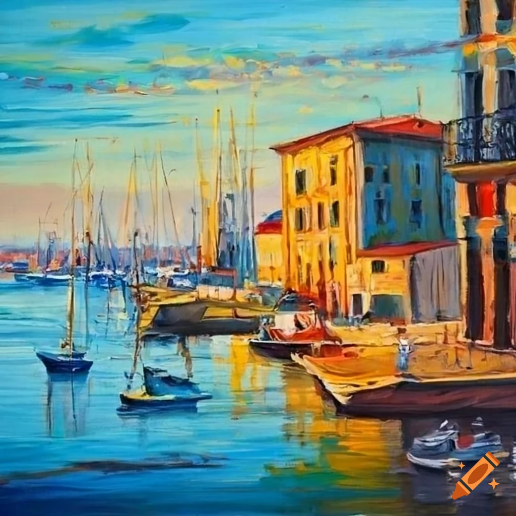 Oil painting portrait of Anzio the port on Craiyon