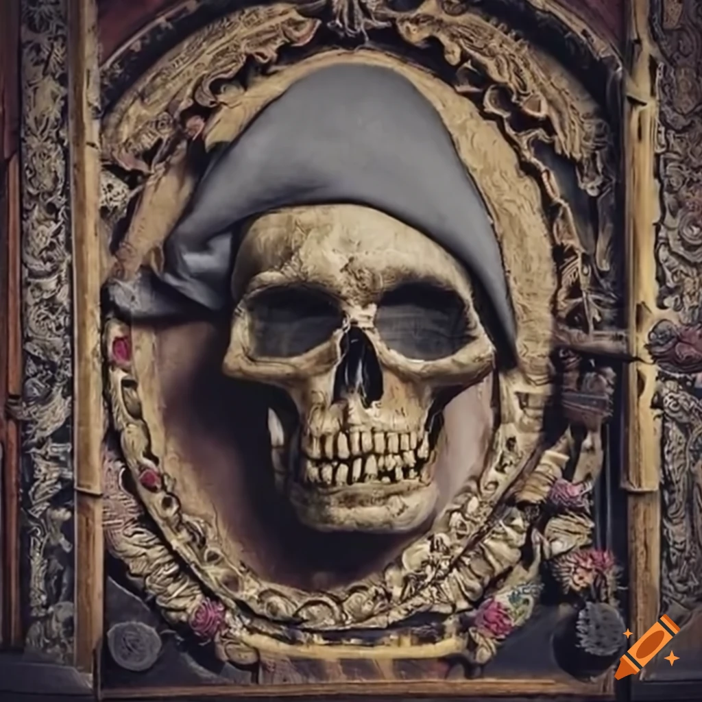 Parchment with funny dead pirate head