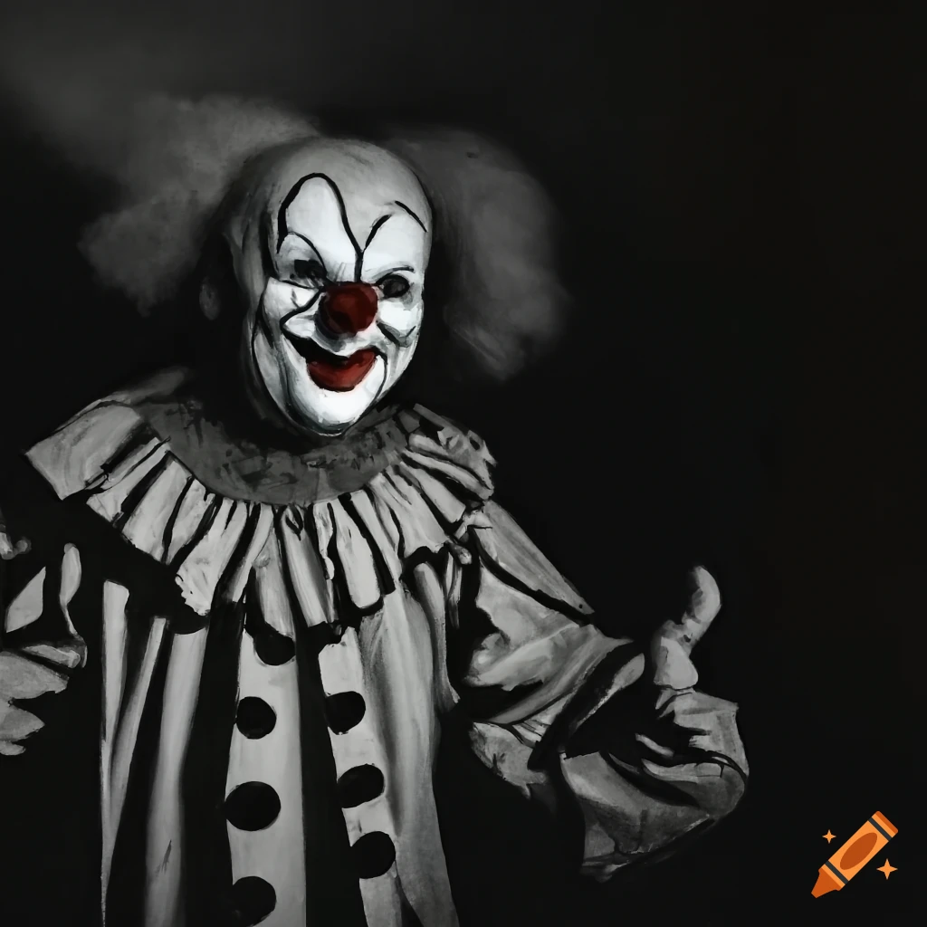 Sad clown sitting in a dark corner with distant stare on Craiyon