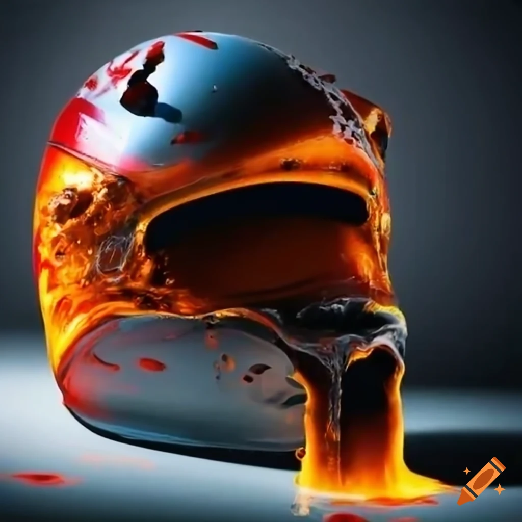 Abstract depiction of a melting racing helmet on Craiyon