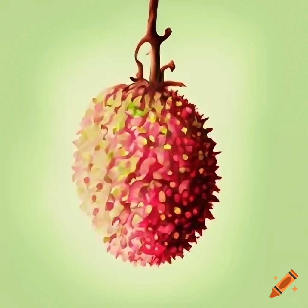 Photograph of litchi fruit on a tree branch on Craiyon