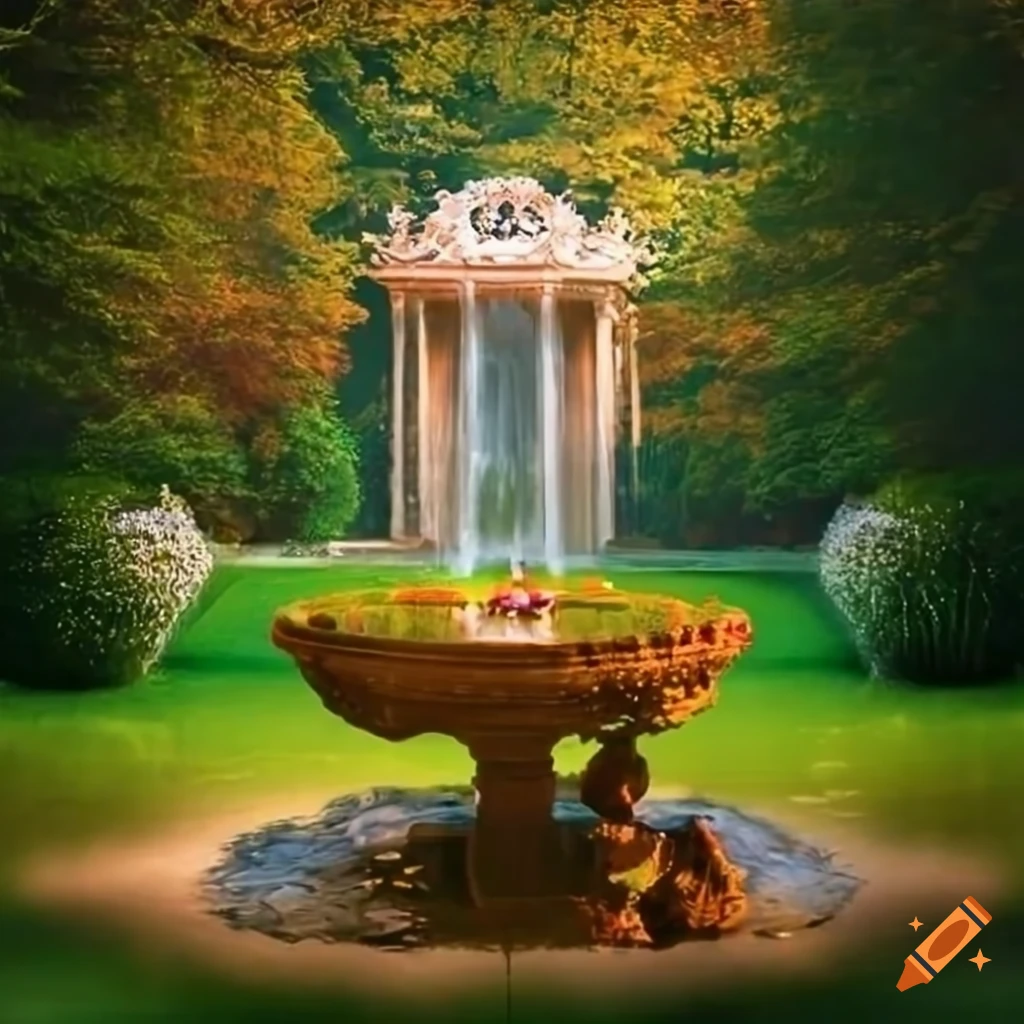 Lush pond in a baroque style reaching into space on Craiyon