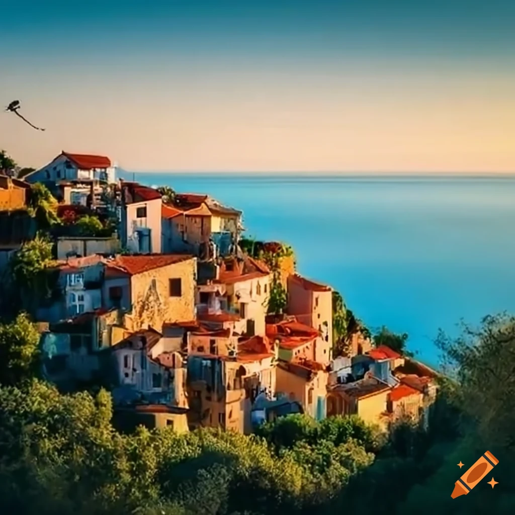 Village entouré de vignobles en méditerranée