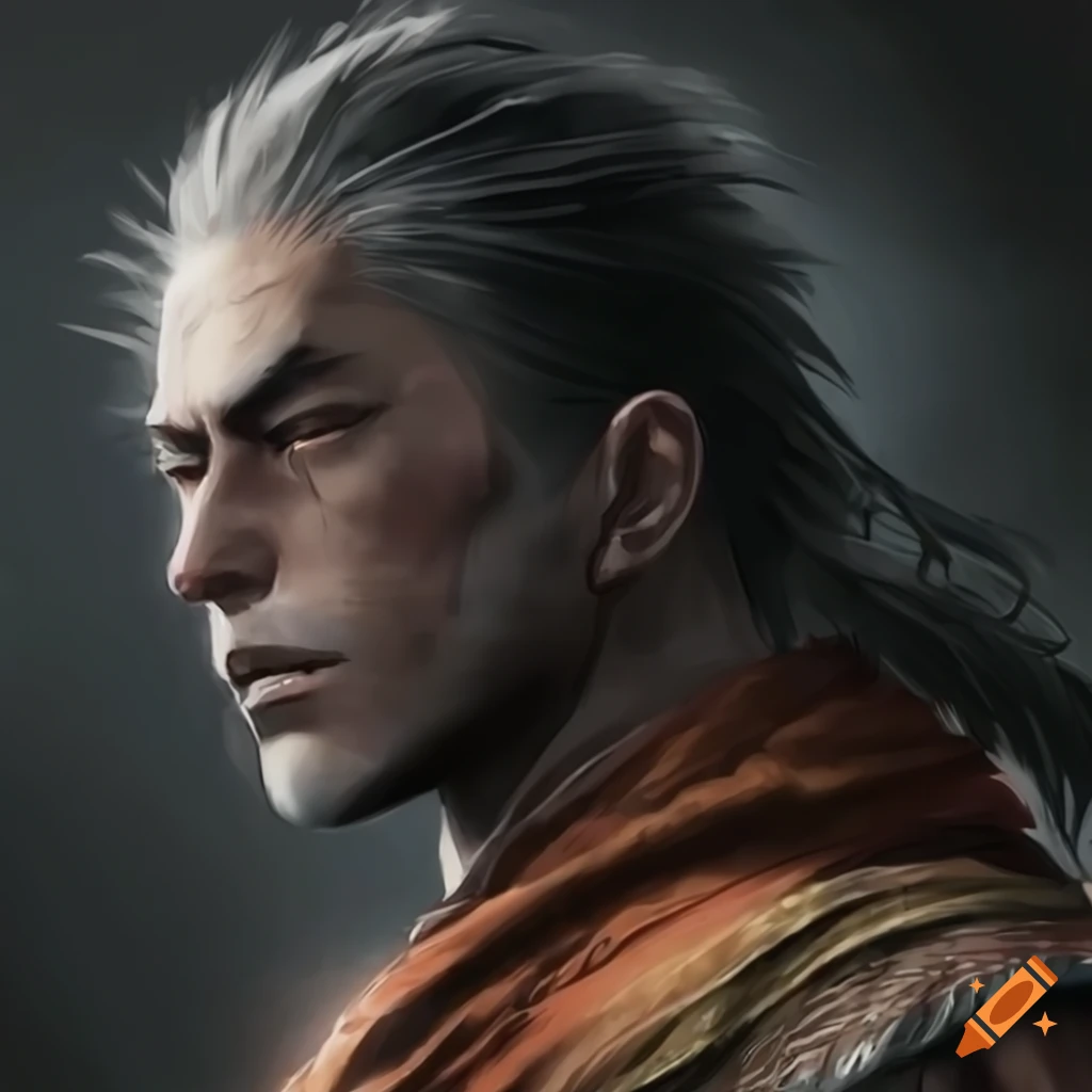 Image of a man with grey eyes and black hair from sekiro video game on ...