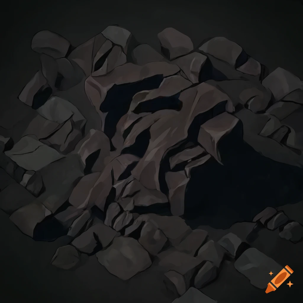 Black background with isometric rock tile for fantasy RPG on Craiyon