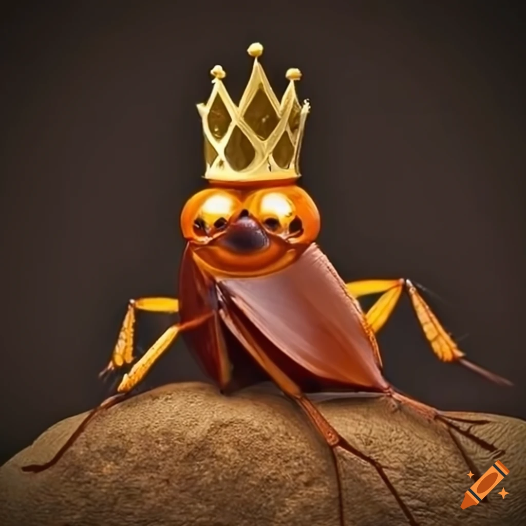 Funny image of a cockroach wearing a crown