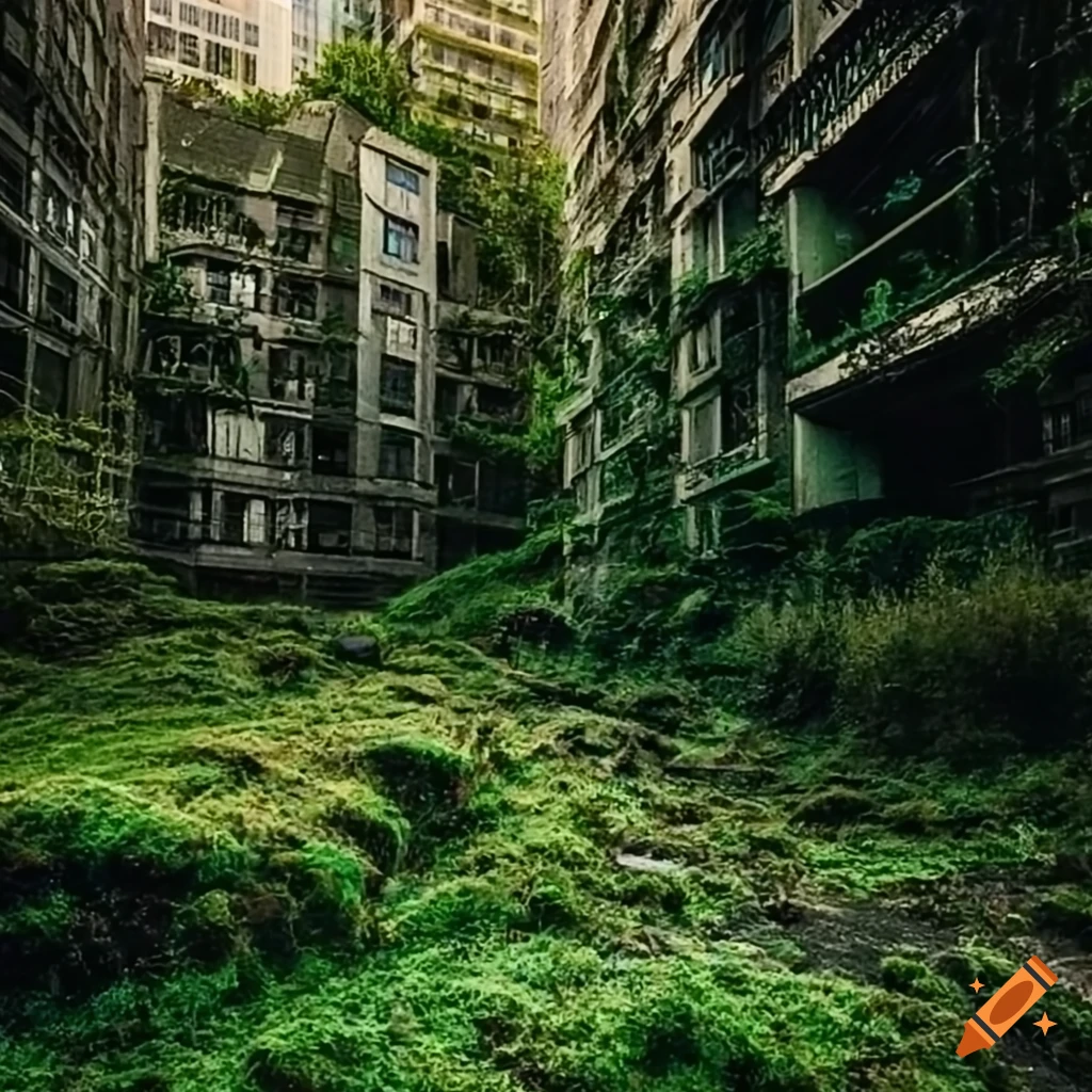 Interior of a spaceship with overgrown plants on Craiyon