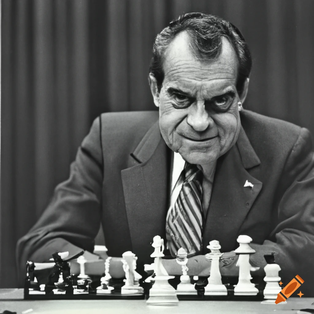 Richard nixon playing chess on Craiyon