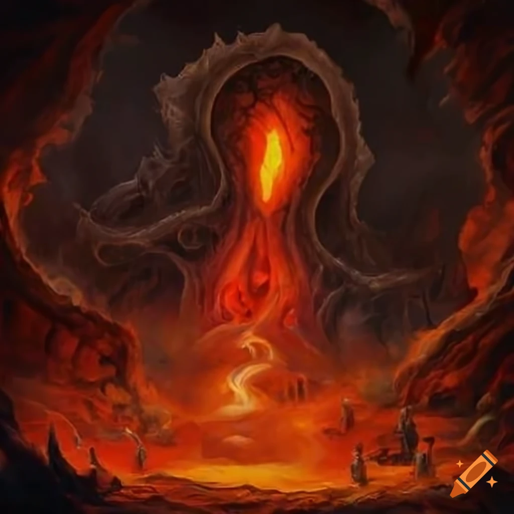 Painterly image of molten fortress in spiral on Craiyon