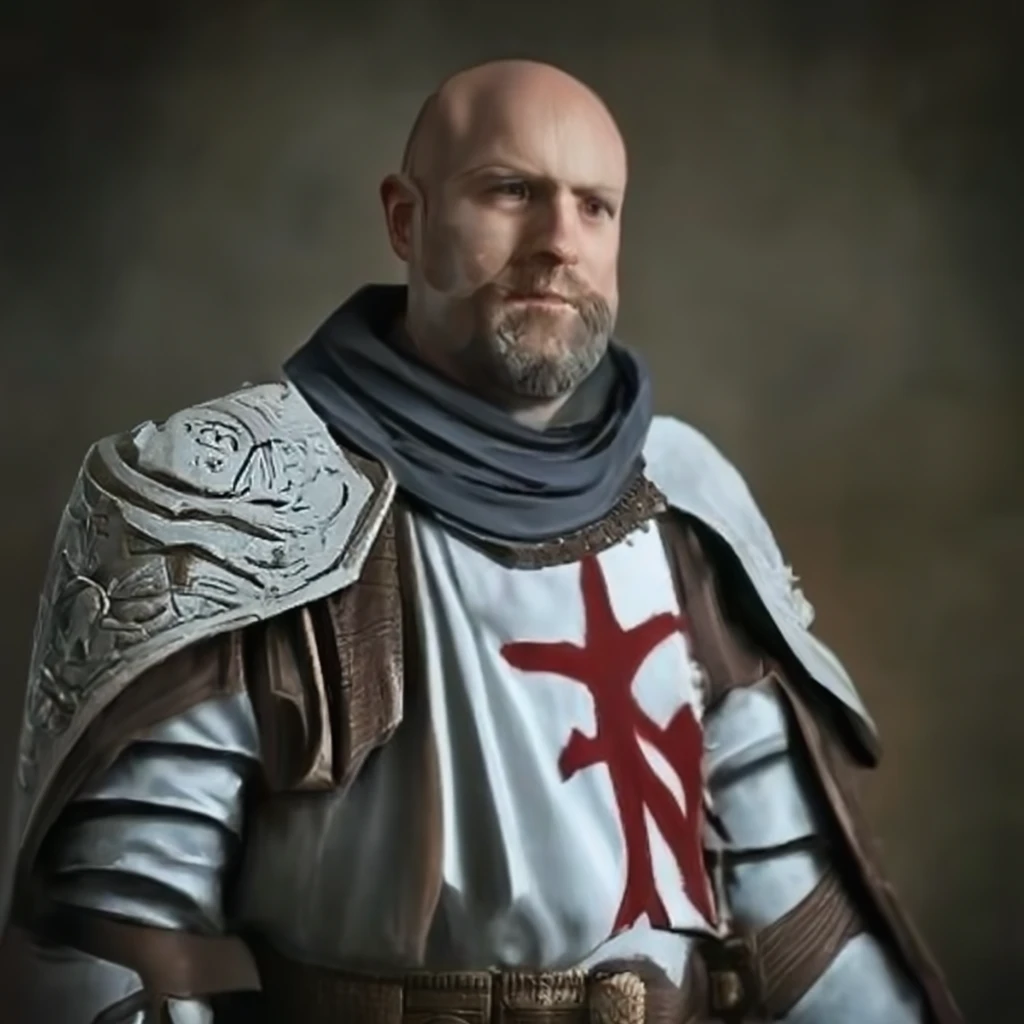 Image of a powerful male templar cleric on Craiyon