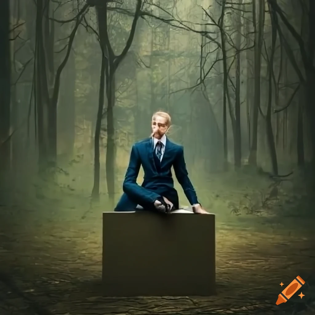 Man walking in a forest on Craiyon