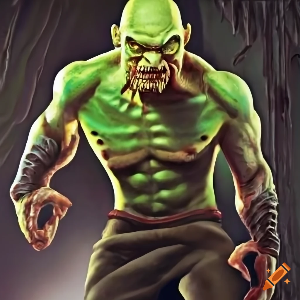 Graphic illustration of a horrifying frog-like villain on Craiyon