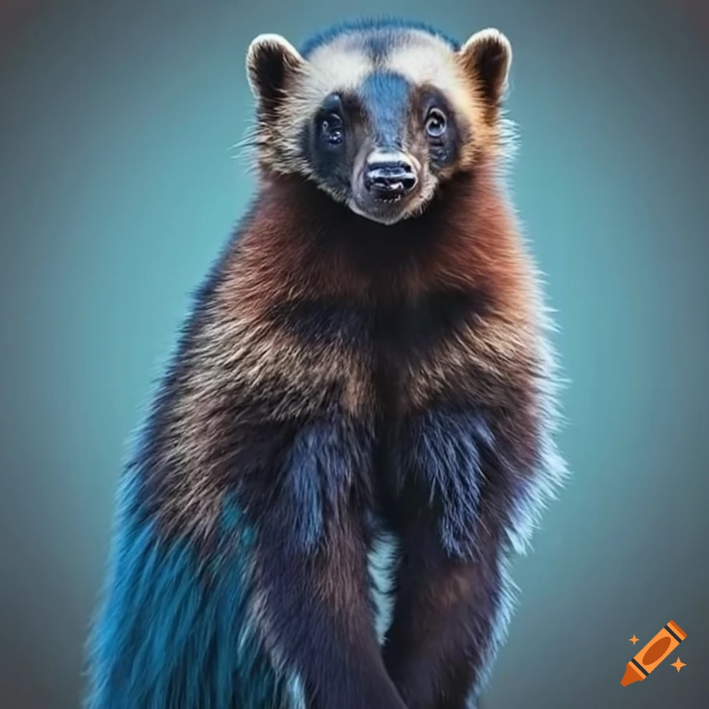 Blue fur wolverine standing strong