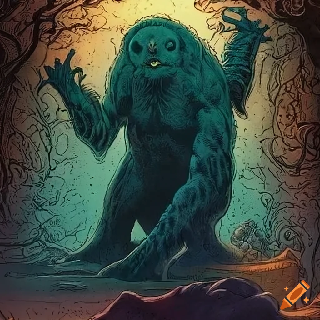 Graphic novel illustration of 'golden mole' villain on Craiyon