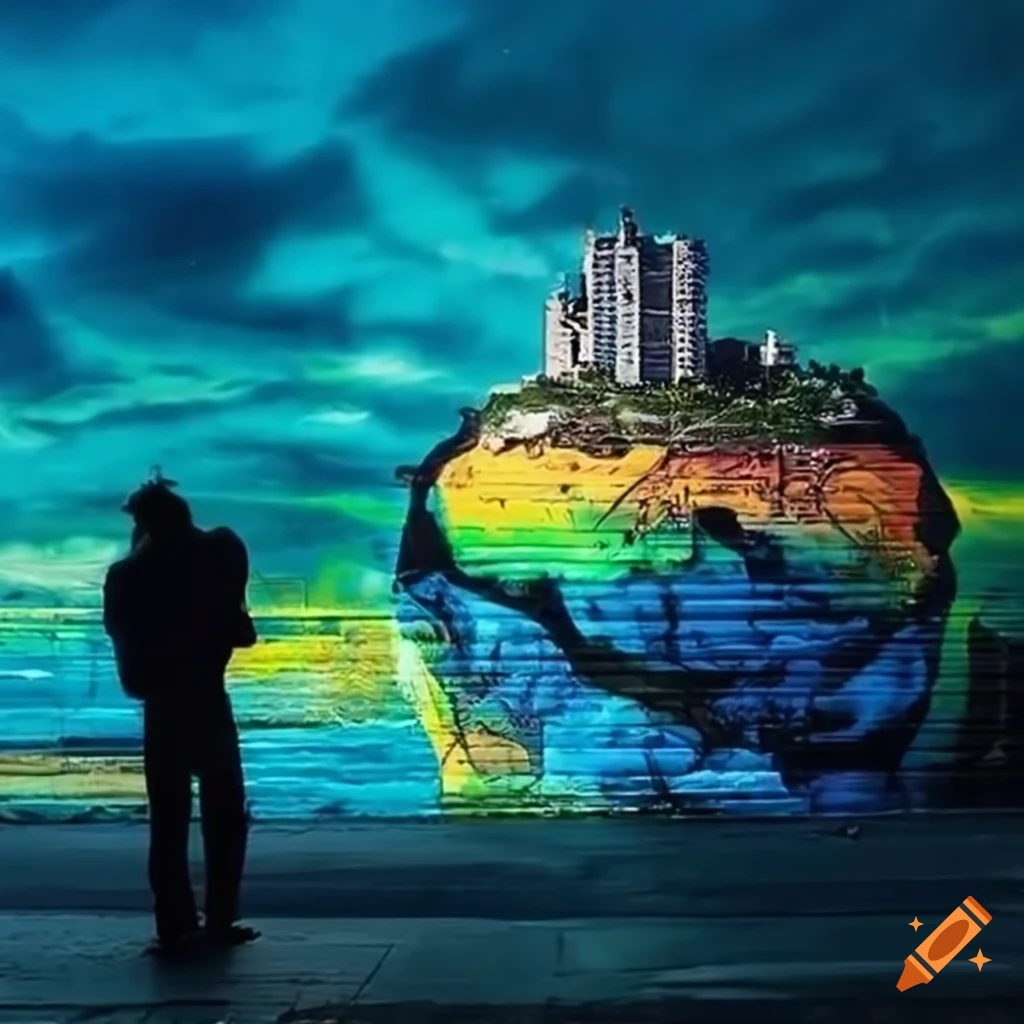 Colorful street art advocating to stop climate change on Craiyon