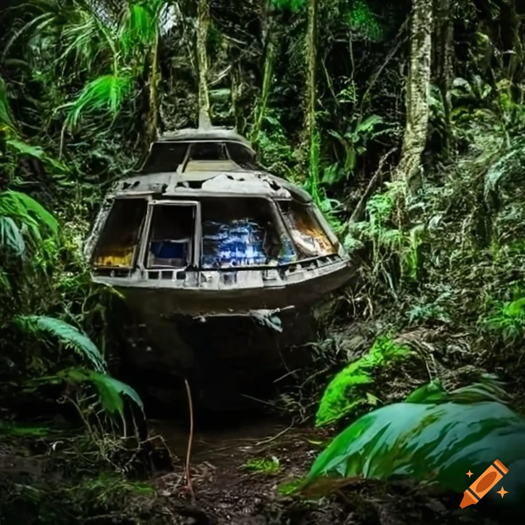 Plane crash in a jungle setting on Craiyon