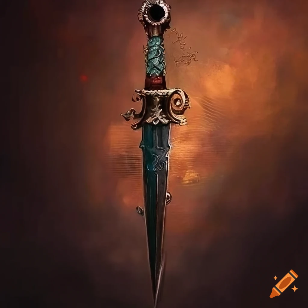 Steampunk electro technical dagger with hindu design on Craiyon