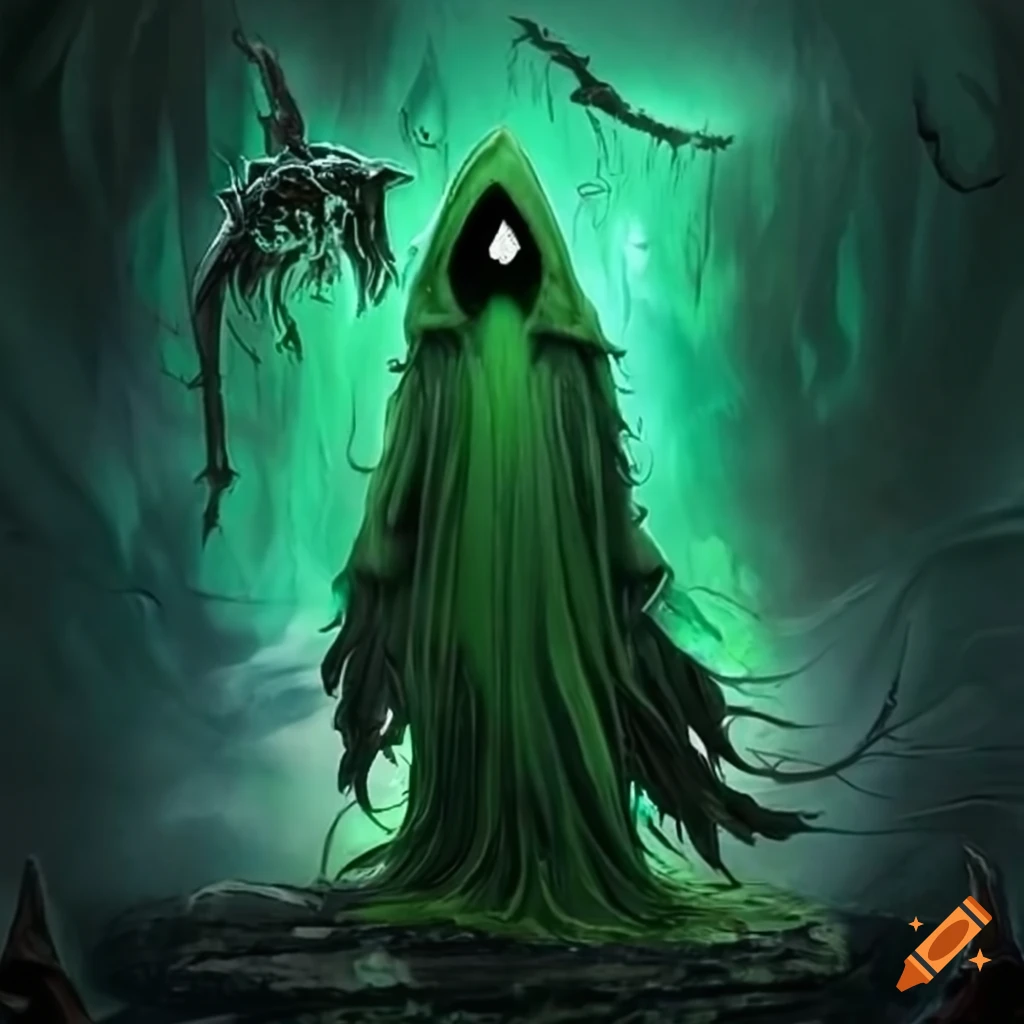 Image of a green shrouded reaper on Craiyon