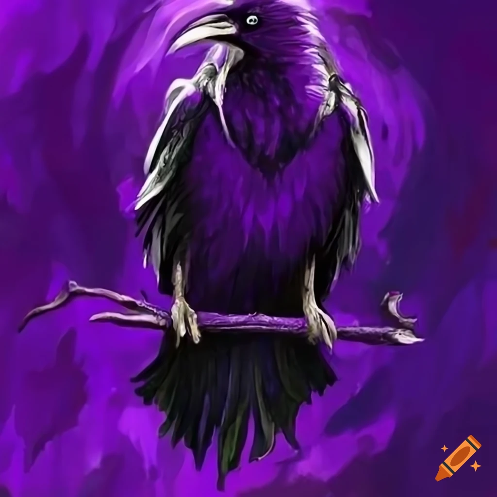 Raven with a purple backdrop