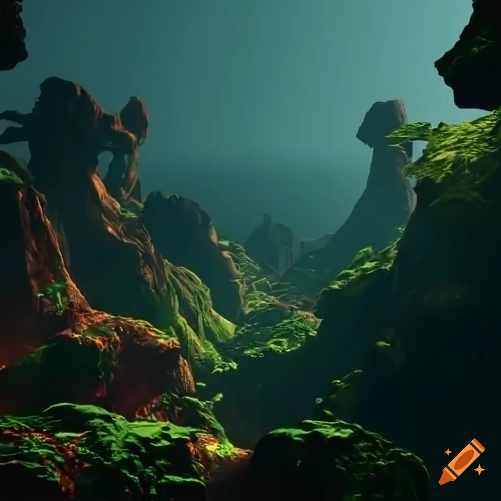 Bryce 3d rendering of metalheart island on Craiyon