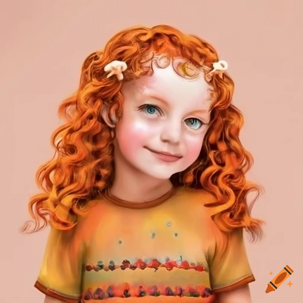 Colorful Illustration Of Smiling Ginger Haired Girls