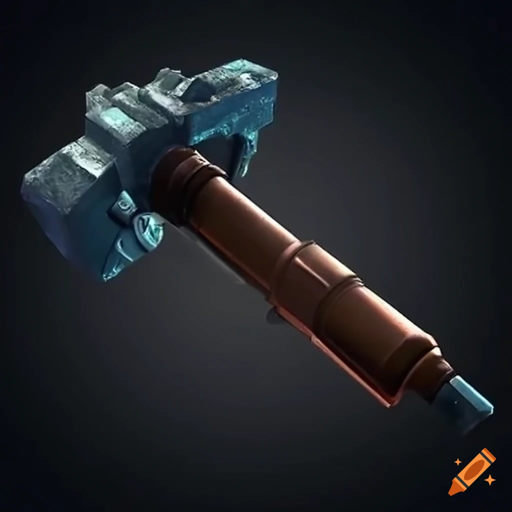 Illustration of a transforming war hammer into a grenade launcher