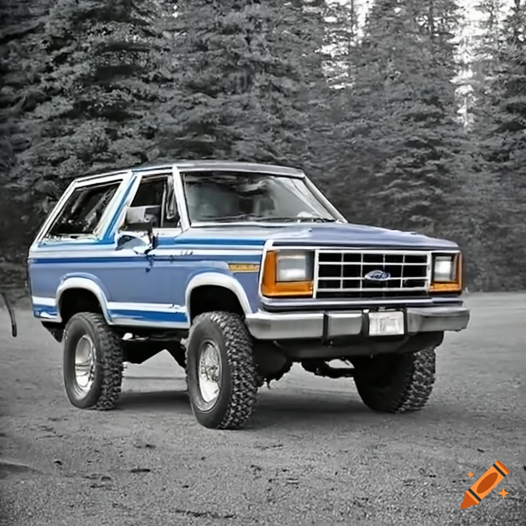 Cartoon illustration of a 1985 ford ranger desert prerunner on Craiyon