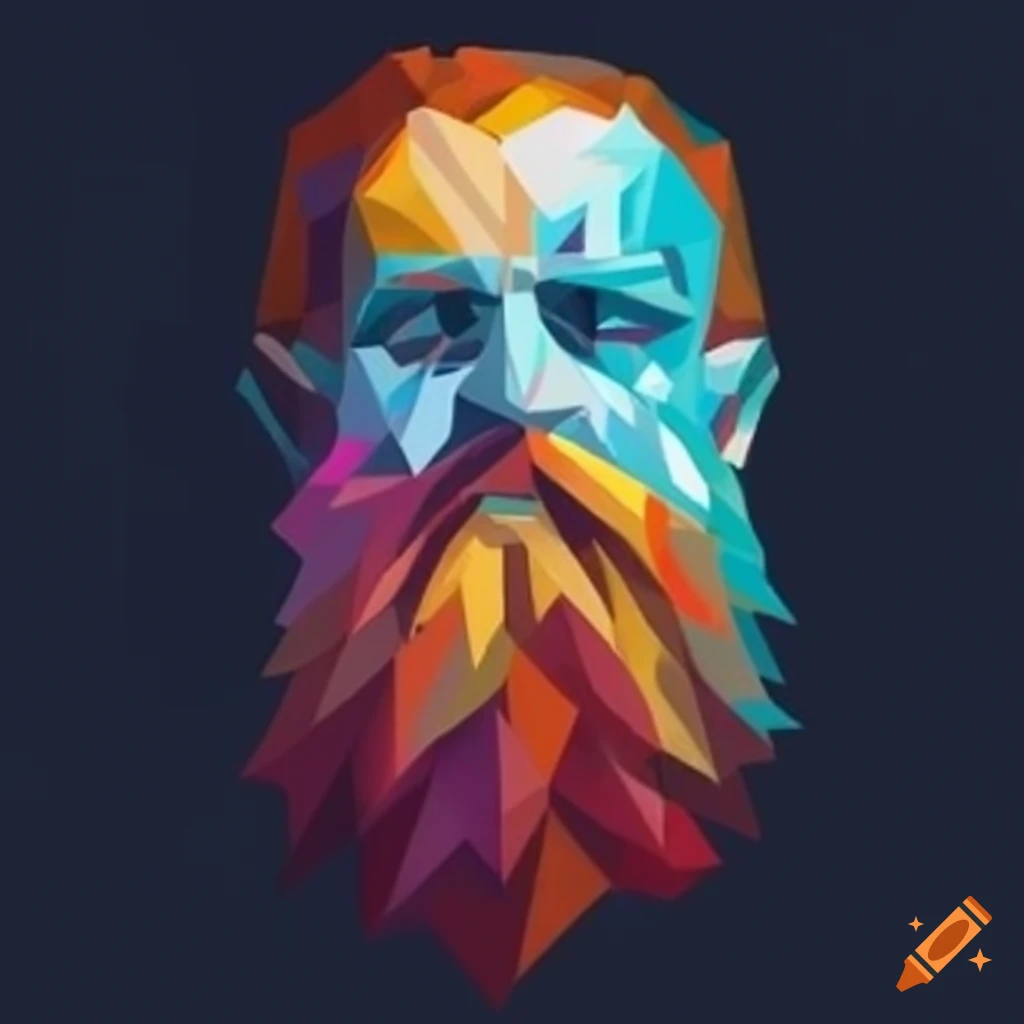 Geometric design of a bearded dwarf face on Craiyon