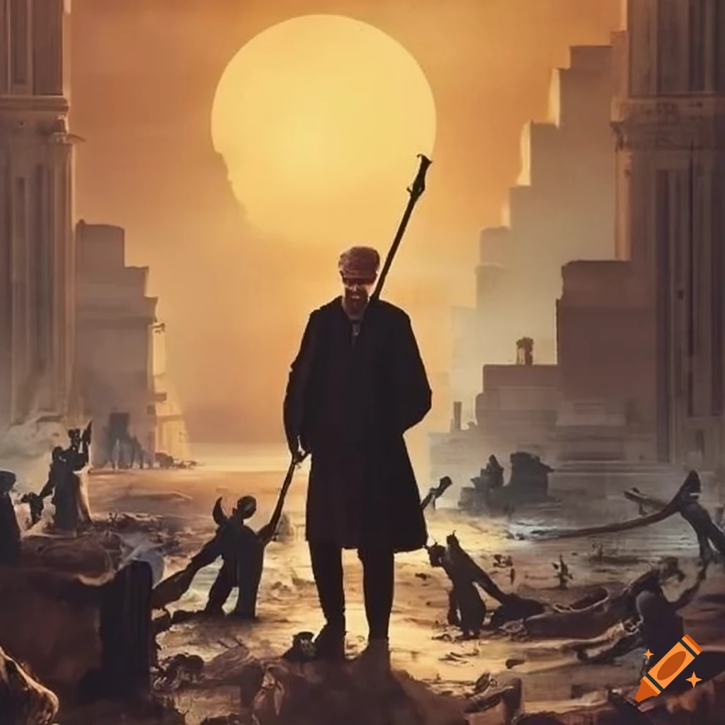 Artistic representation of the fall of western civilisation on Craiyon