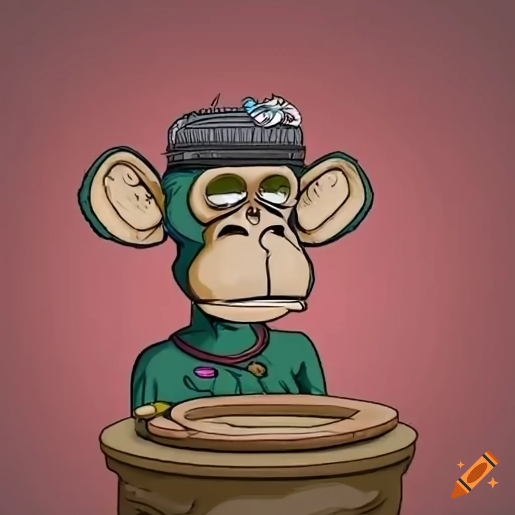 NFT artwork of a bored ape on a clay wheel on Craiyon