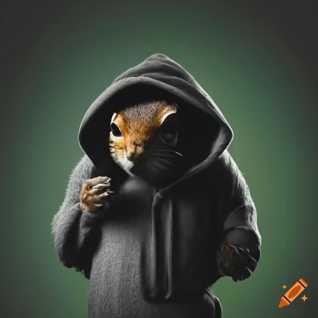 Image of a squirrel wearing a hoodie and mask holding an Antifa flag on ...